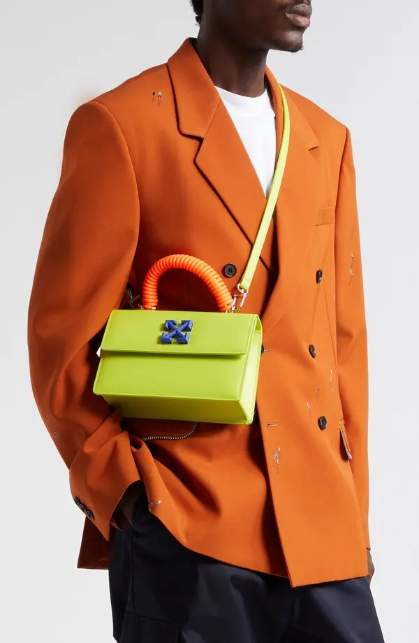 Off-White Jitney 1.4 Leather Top Handle Bag - Light Green